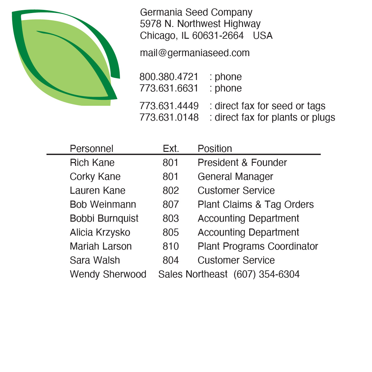 Germania Seed Company - ph: 800-380-4721